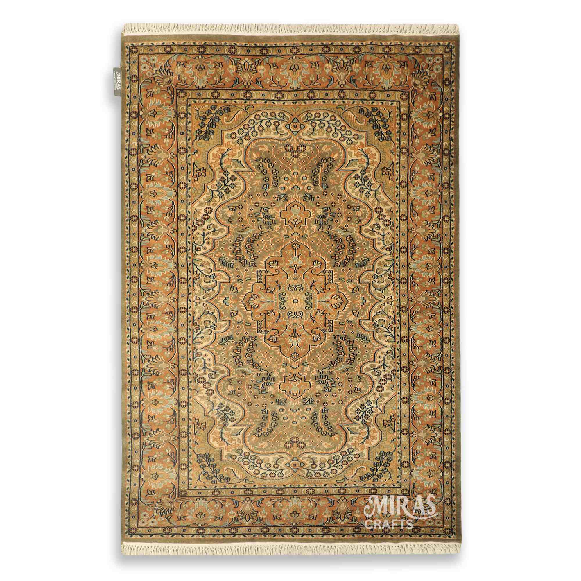 Alam Green Hand Knotted Wollen Rug by Shreya – Miras Crafts